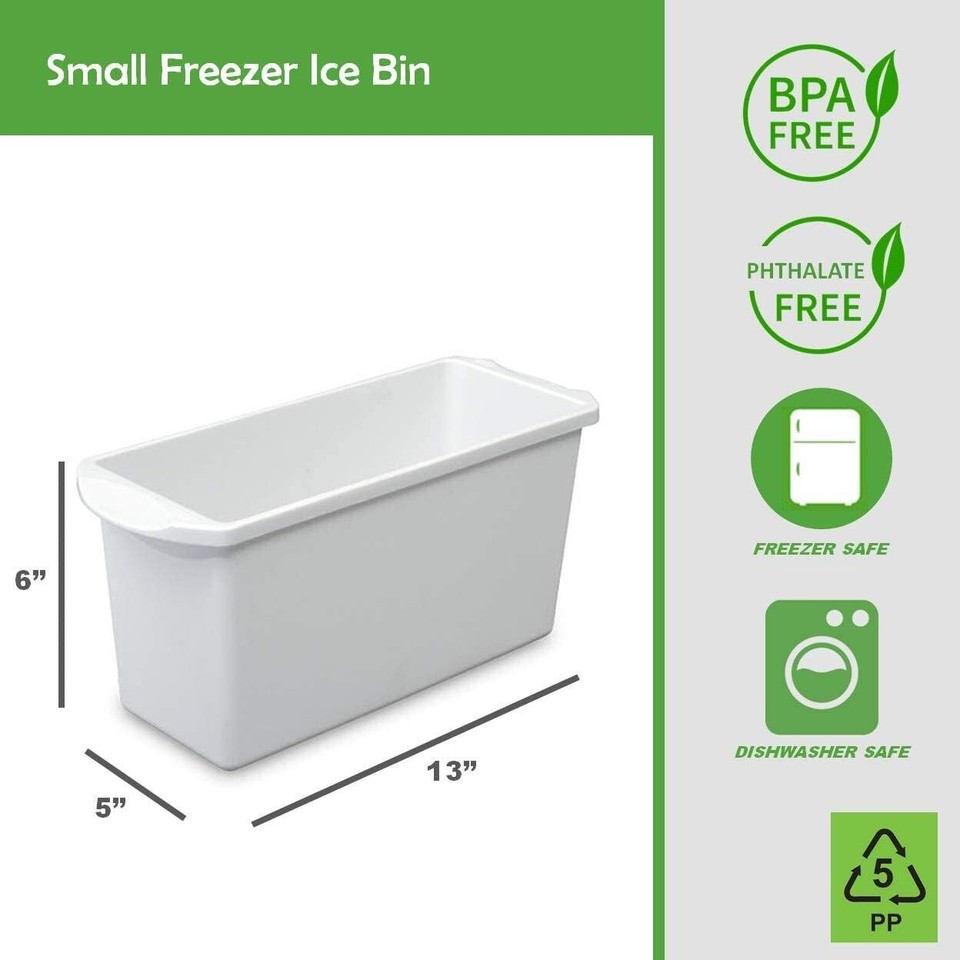 Ice Bucket Bin Storage Cube Freezer Stacking Tray White Container ...