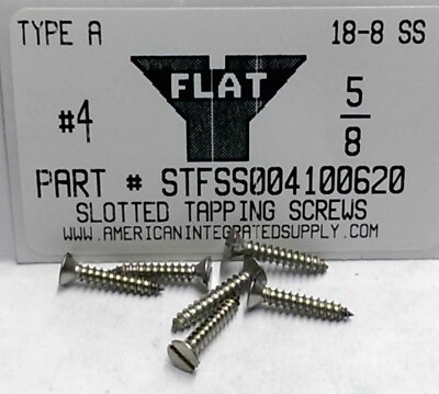 #4x5/8 Flat Head Slotted Tapping Screws Stainless Steel (50) | eBay