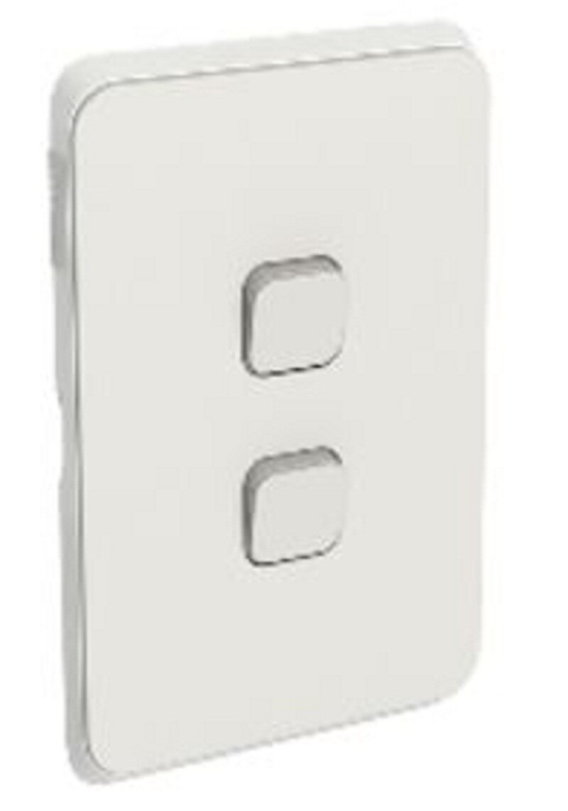 Clipsal ICONIC FLUSH SWITCH 2-Gang 250V 10AX LED 1/2-Way Vertical VIVID ...