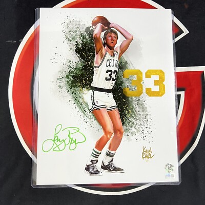 Larry Bird Autographed Boston Celtics 11x14 Ken Karl Art LE 1/1 Steiner ...