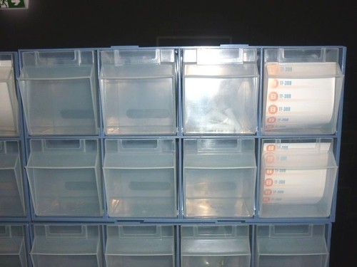 Parts Organiser Tidy Bins Small item sorter Storer Block of 8 Bins Tilt ...