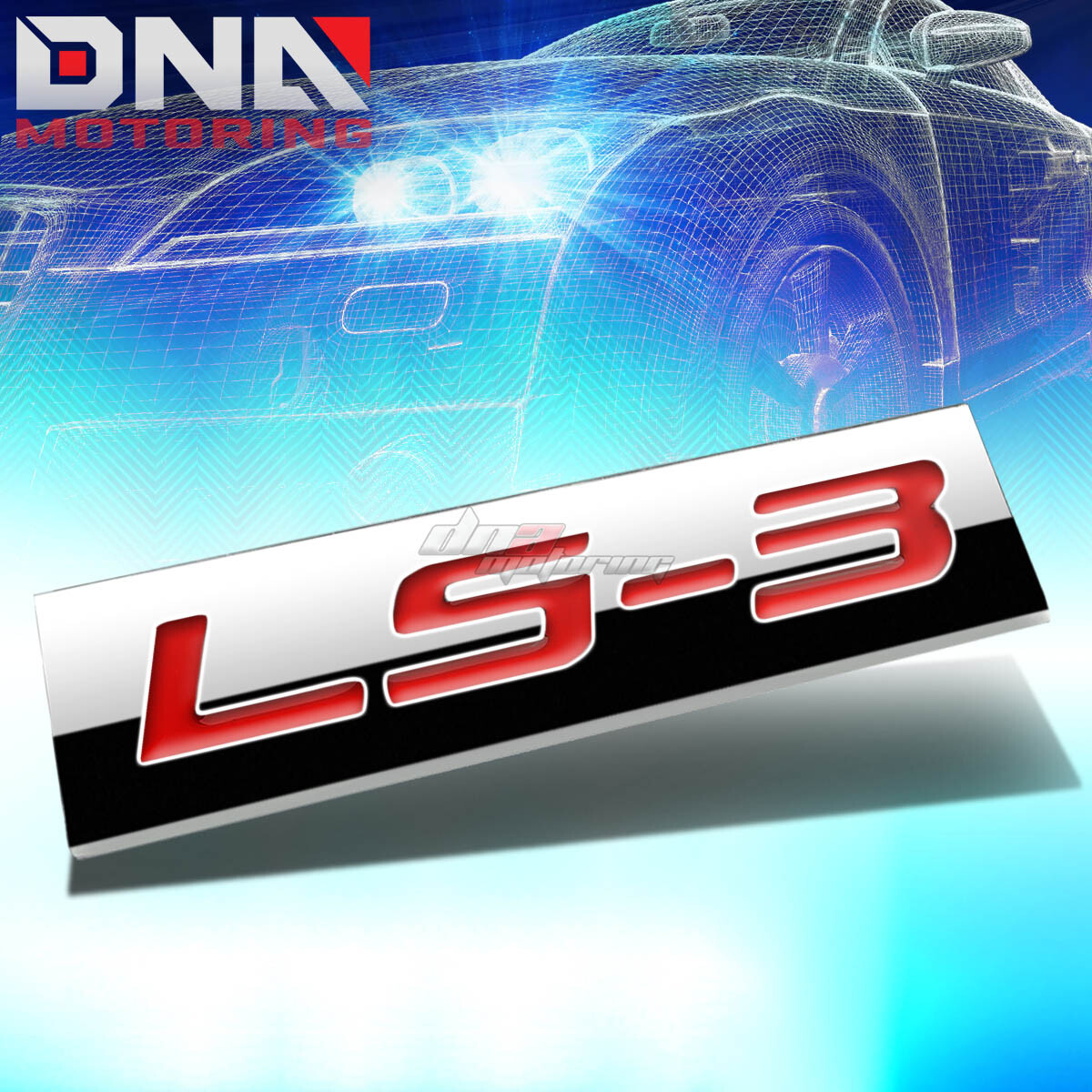 ALUMINUM STICK ON 3D POLISHED RED LETTERING LS3 DECAL EMBLEM TRIM BADGE ...