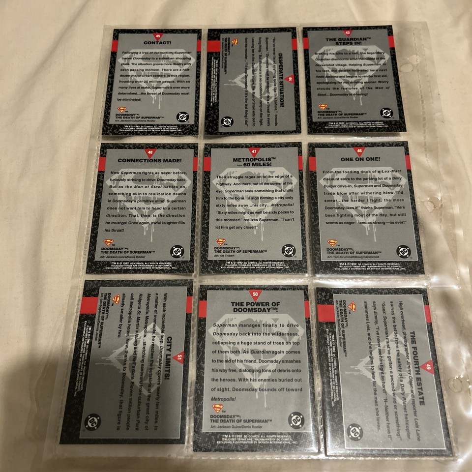 DC DOOMSDAY THE DEATH OF SUPERMAN TRADING CARDS w/PROMO, 1 x CHASE ...