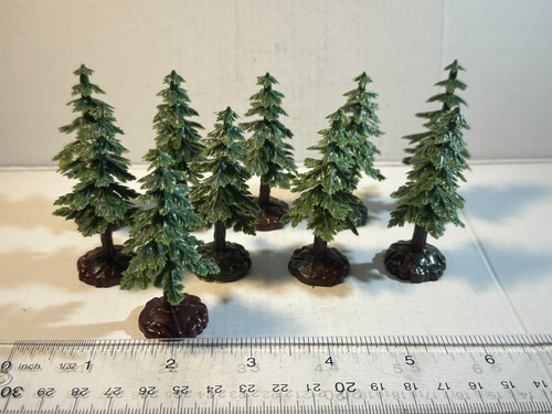 Lot of ten 2.75" tall small plastic fir trees for Diorama or playset ...
