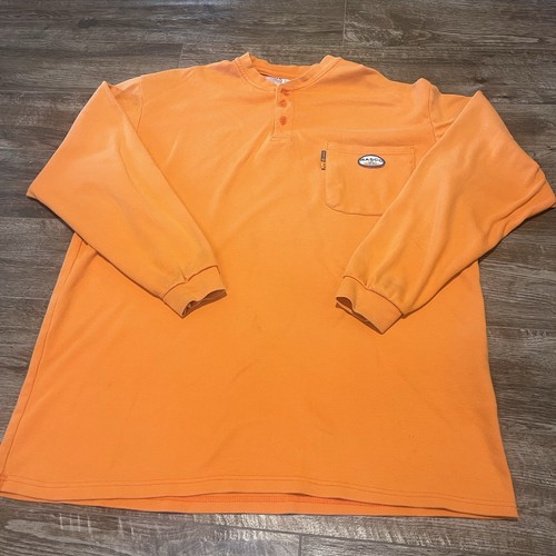 Rasco Fire Resistant FR Shirt Mens 2XL Orange Pocket Long Sleeve Work ...
