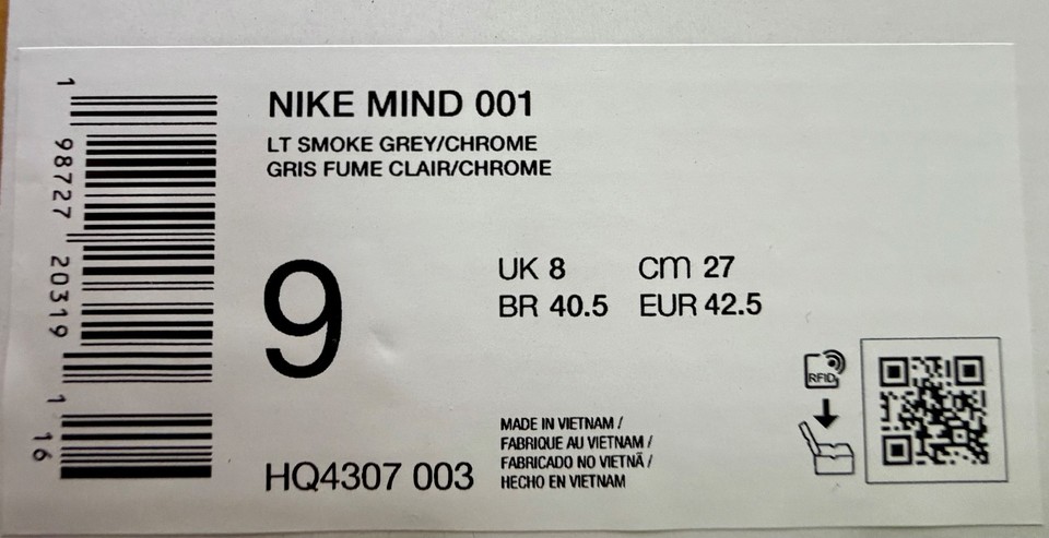 NIKE Mind 001 – Lt Smoke Grey / Chrome – EU 42.5 – DS / Deadstock ...
