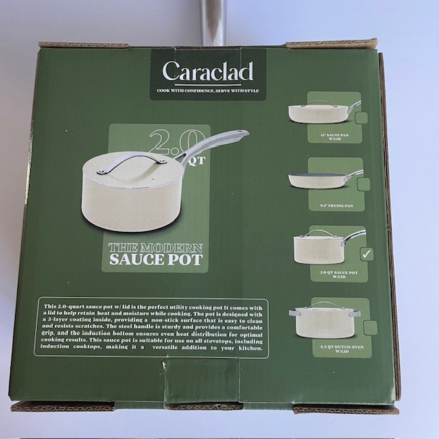 Caraclad Sauce Pot with Lid 2 Quart Aluminum Cookware White, Stylish ...