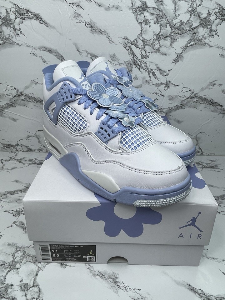 NEW Nike Air Jordan 4 Retro Aluminum “Forget Me Not” Women's Sizes ...