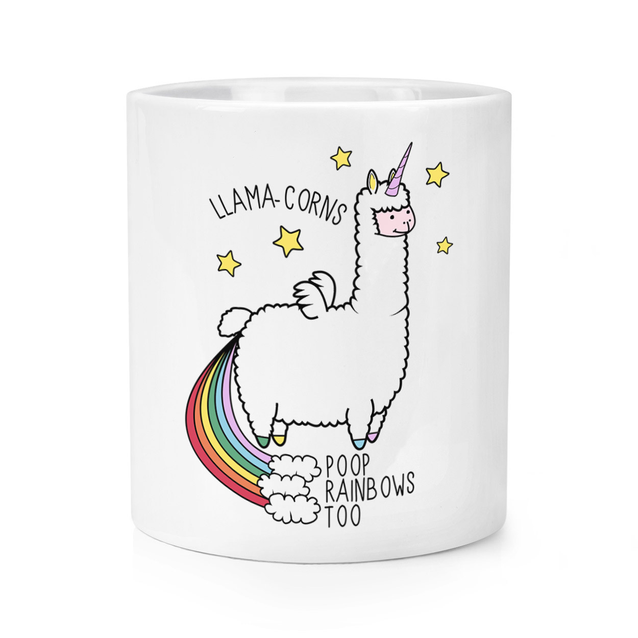 Llama-corns Poop Rainbows Too Makeup Brush Pencil Pot - Llama Unicorn ...