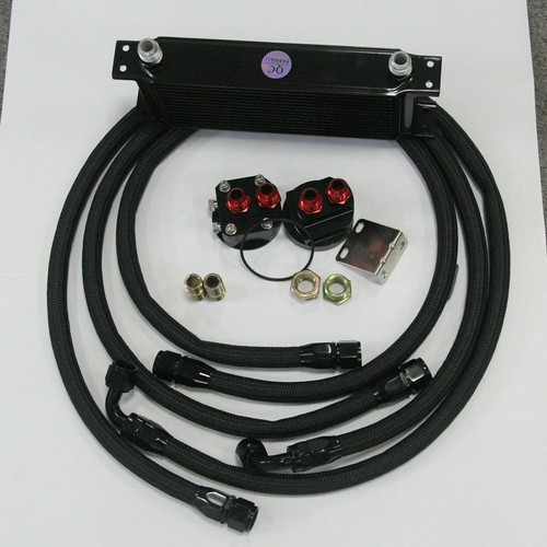 15 Row AN10 Universal Mocal Oil Cooler Black + M20*1.5 Filter Adapter ...