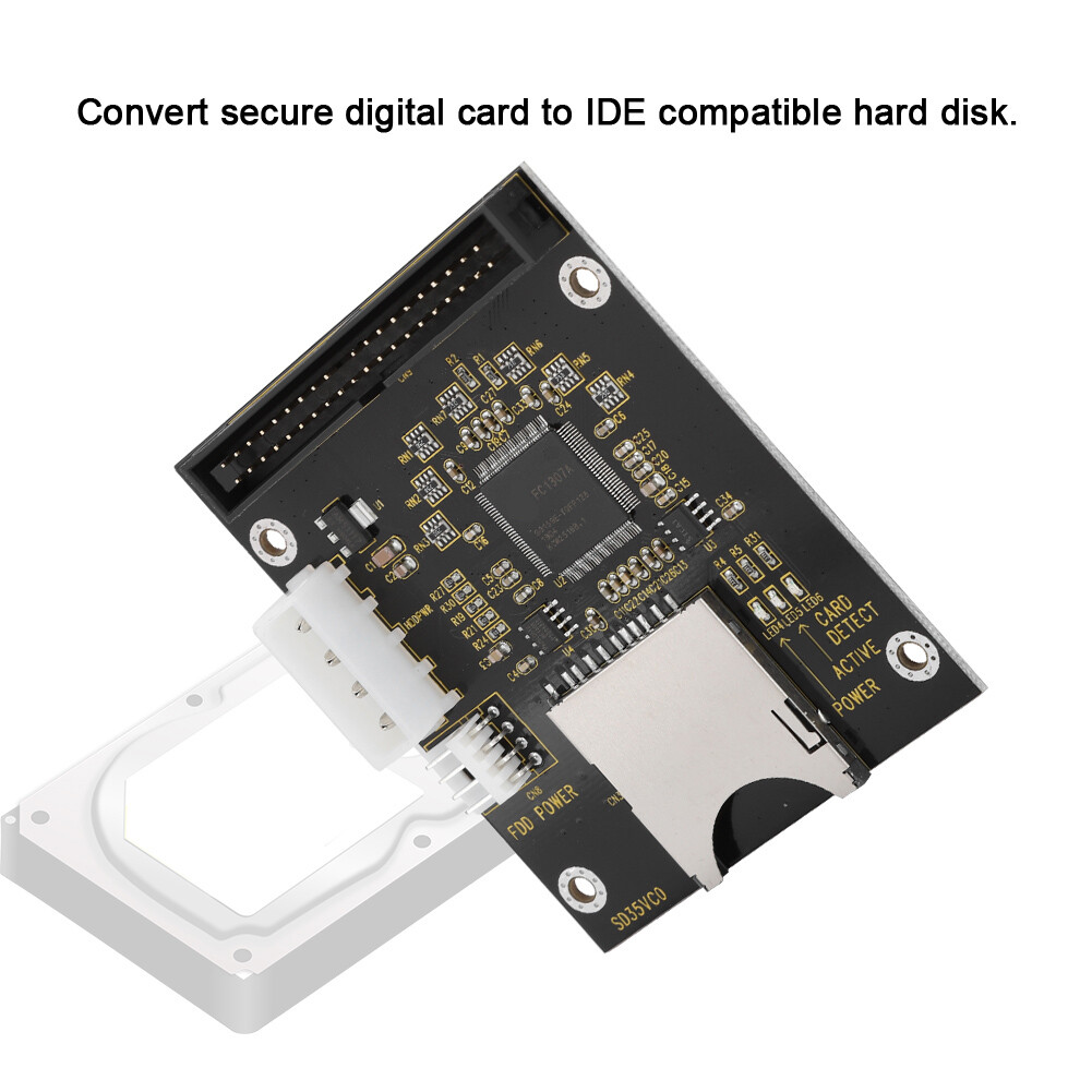 SD Memory Card To 3.5 40Pin Male IDE Hard Disk Drive Adapter Secure ...