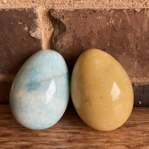 Vintage Alabaster Marble Stone Blue Yellow Egg Easter, Granite, 3” | eBay