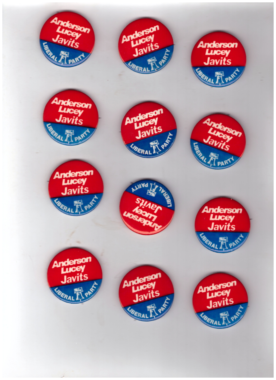 LOT OF 12 1980 Anderson Lucey COATTAIL Javits NY Liberal Party Button ...