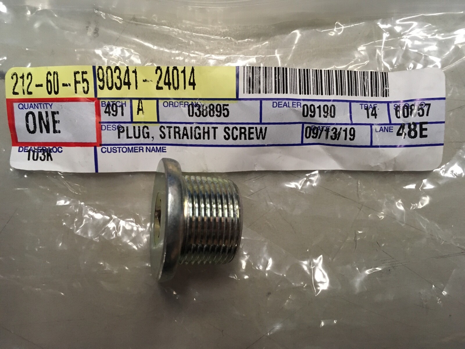 OEM Toyota Front Differential Drain Plug (90341-24014) Fits Multiple ...