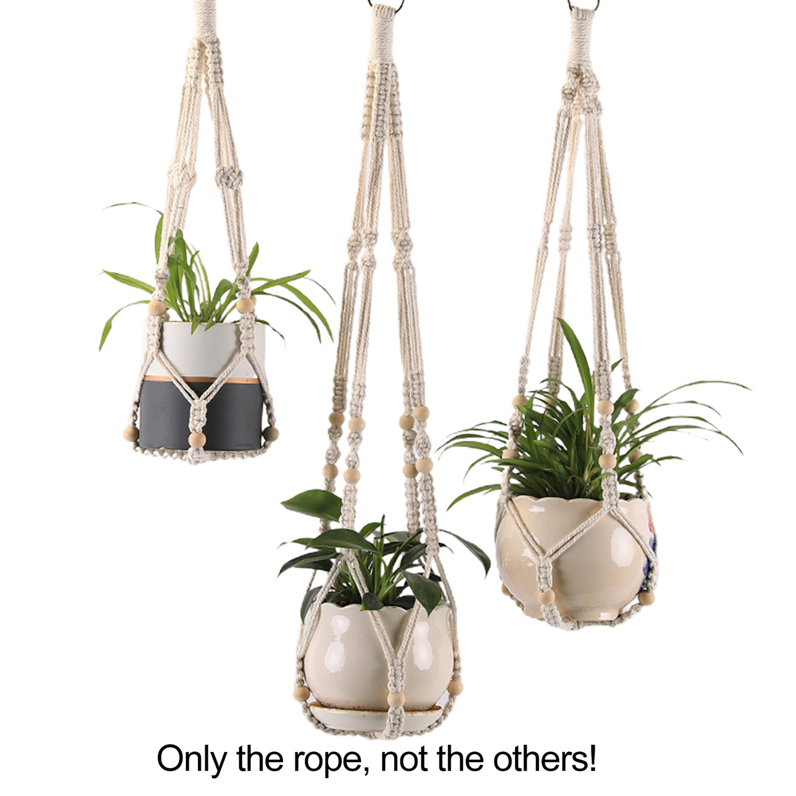 3pcs Flower Pot Hanger Macrame Wall Decor Potted Plant Knotted Lifting ...