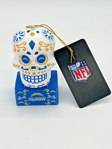 Los Angeles Chargers Sugar Skull Day of the Dead Ornament NFL Team ...