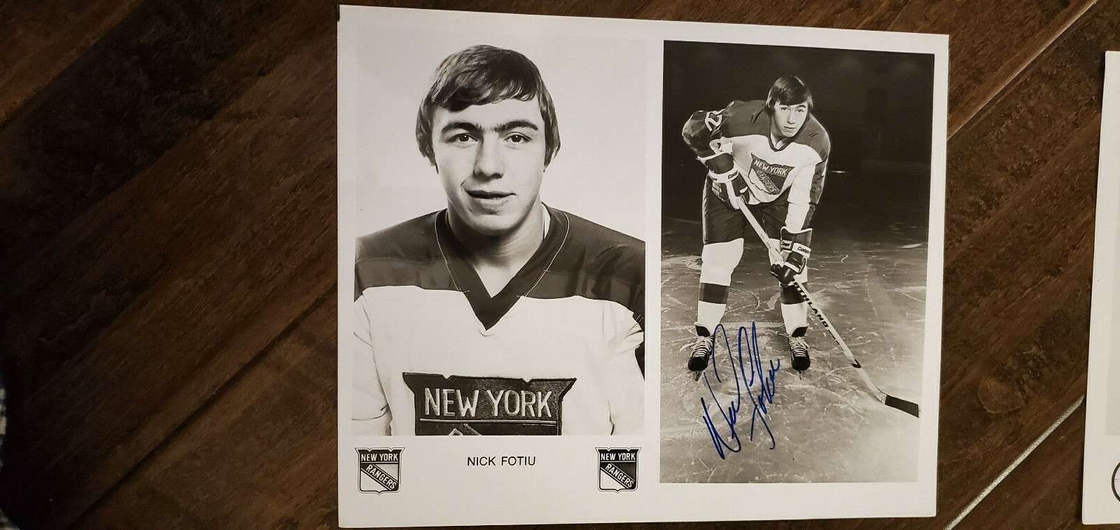 1977-78 NEW YORK RANGERS SIGNED TEAM ISSUE PRESS PHOTO NICK FOTIU ...
