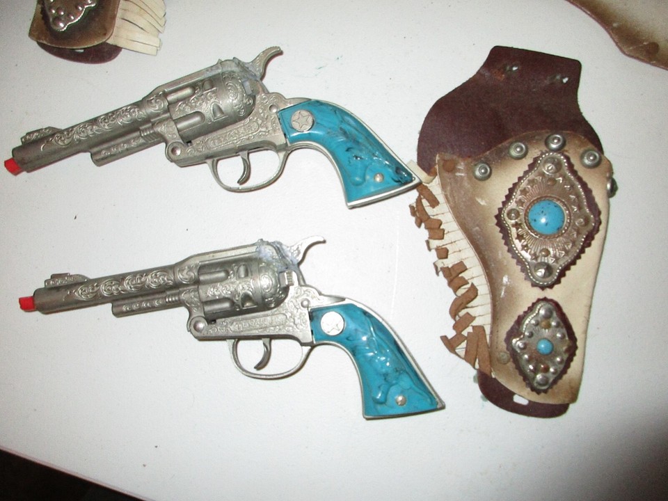 Vintage 1950's Turquoise Cap gun Holster set Rare Grips | eBay