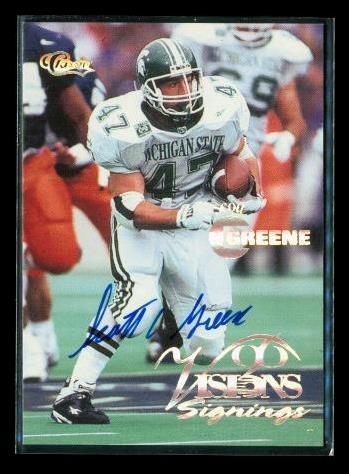 Vintage 1996 CLASSIC VISIONS AUTOGRAPH Football Card SCOTT GREENE ...