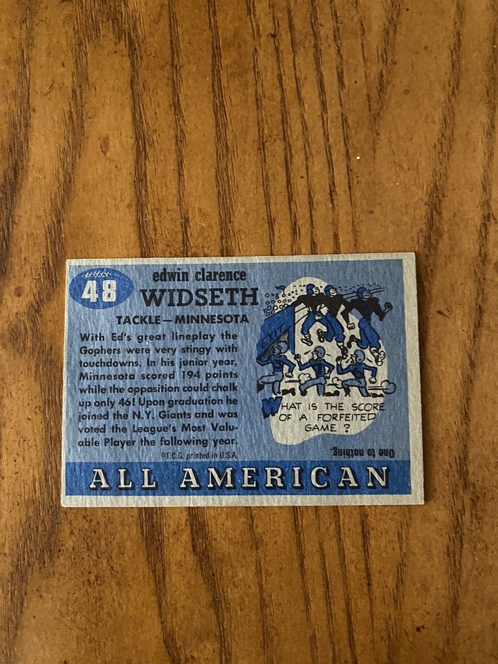 1955 Topps football #48 Ed Widseth, Minnesota, ex. | eBay