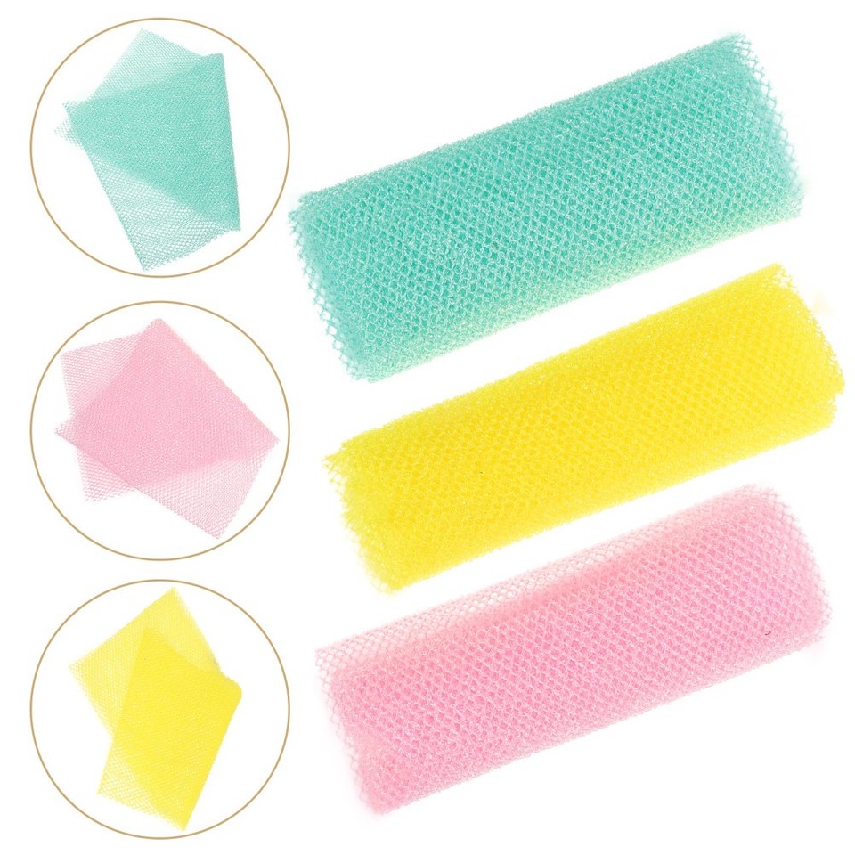 3pcs Body Exfoliating Nets Bath Exfoliating Shower Sponge African Net ...
