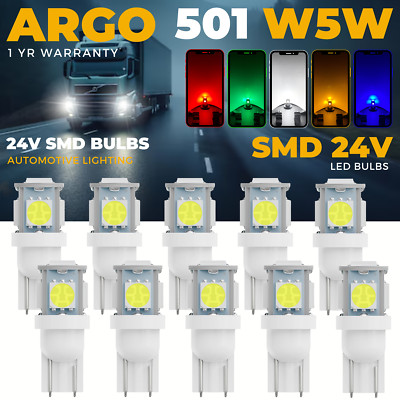 24v 501 White Led T10 Truck HGV Hella Lorry W5w Side Light Bulbs Wedge ...