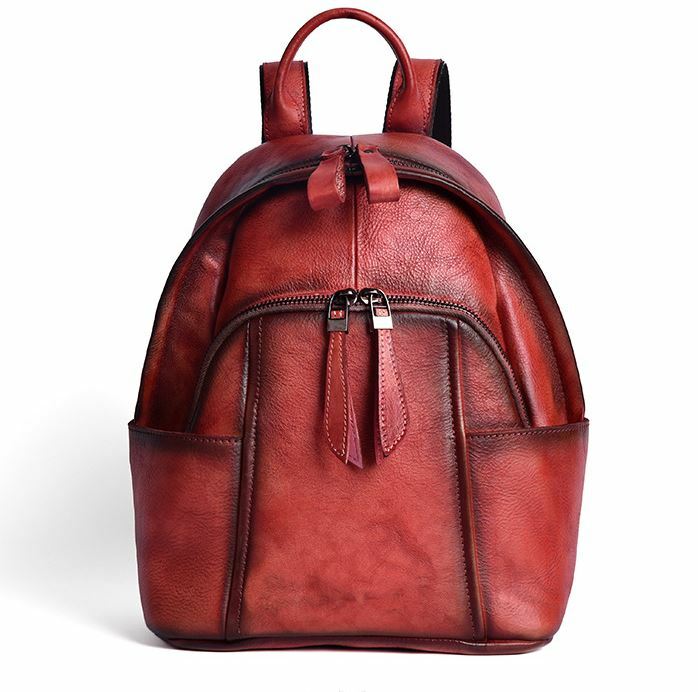 New Women Genuine Real Cow Leather Backpack Handbag Travel Bag Size M ...