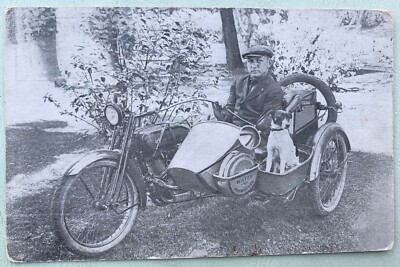 HARLEY DAVIDSON MOTORCYCLE SIDE CAR 1919 POSTCARD LEGLESS ONE ARM ...