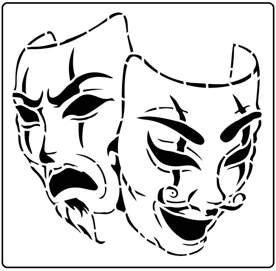 Happy Sad Mask Drawing