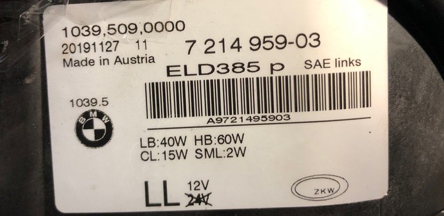 BMW 2017 2018 2019 530 535 540 M5 Left Headlight LED OEM 63117214959 No ...