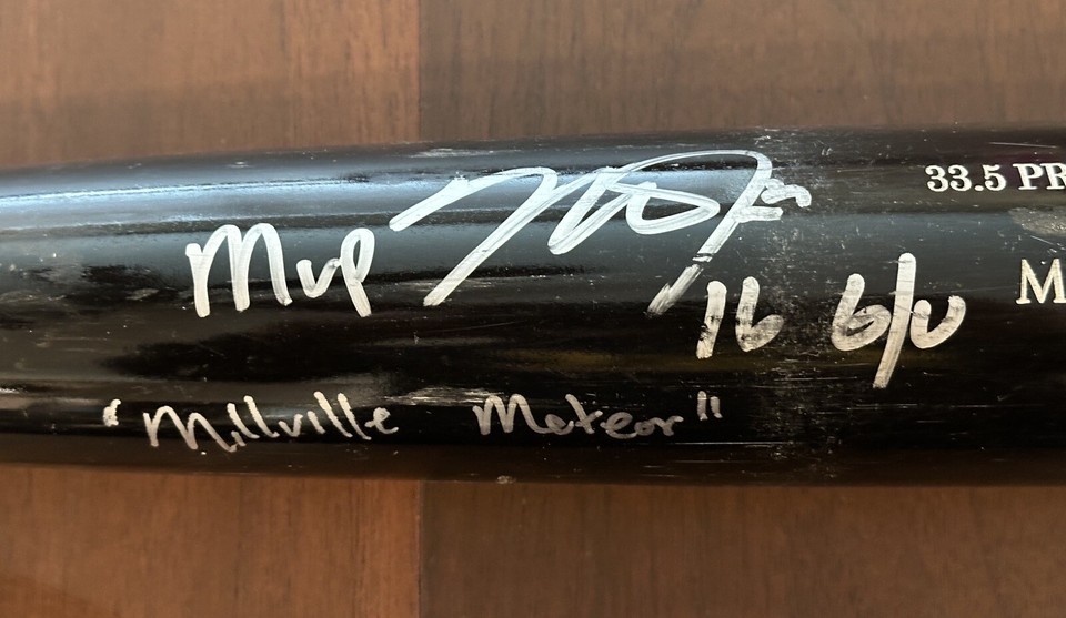 1-OF-1 MIKE TROUT Game Used Signed Bat 2016 Inscription: MVP ...