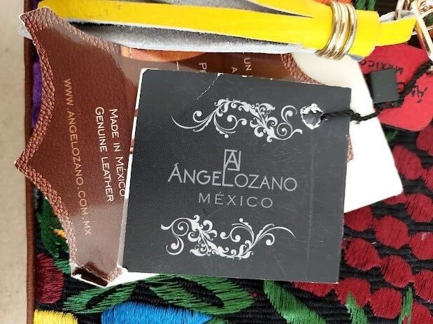 NWT Angel Lozano Mexican hand embroidered small crossbody leather purse ...