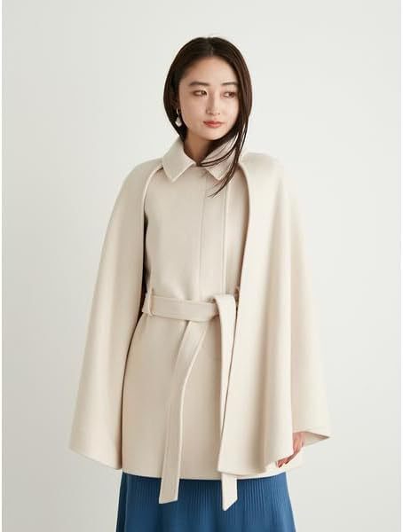 Lapel Belted Slim-fitting Removable Cloak Mid Long Women's Vest Coat ...