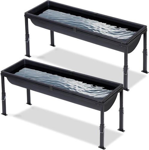 2Pcs Livestock Water Trough, 39" Long Livestock Feeding Trough with ...