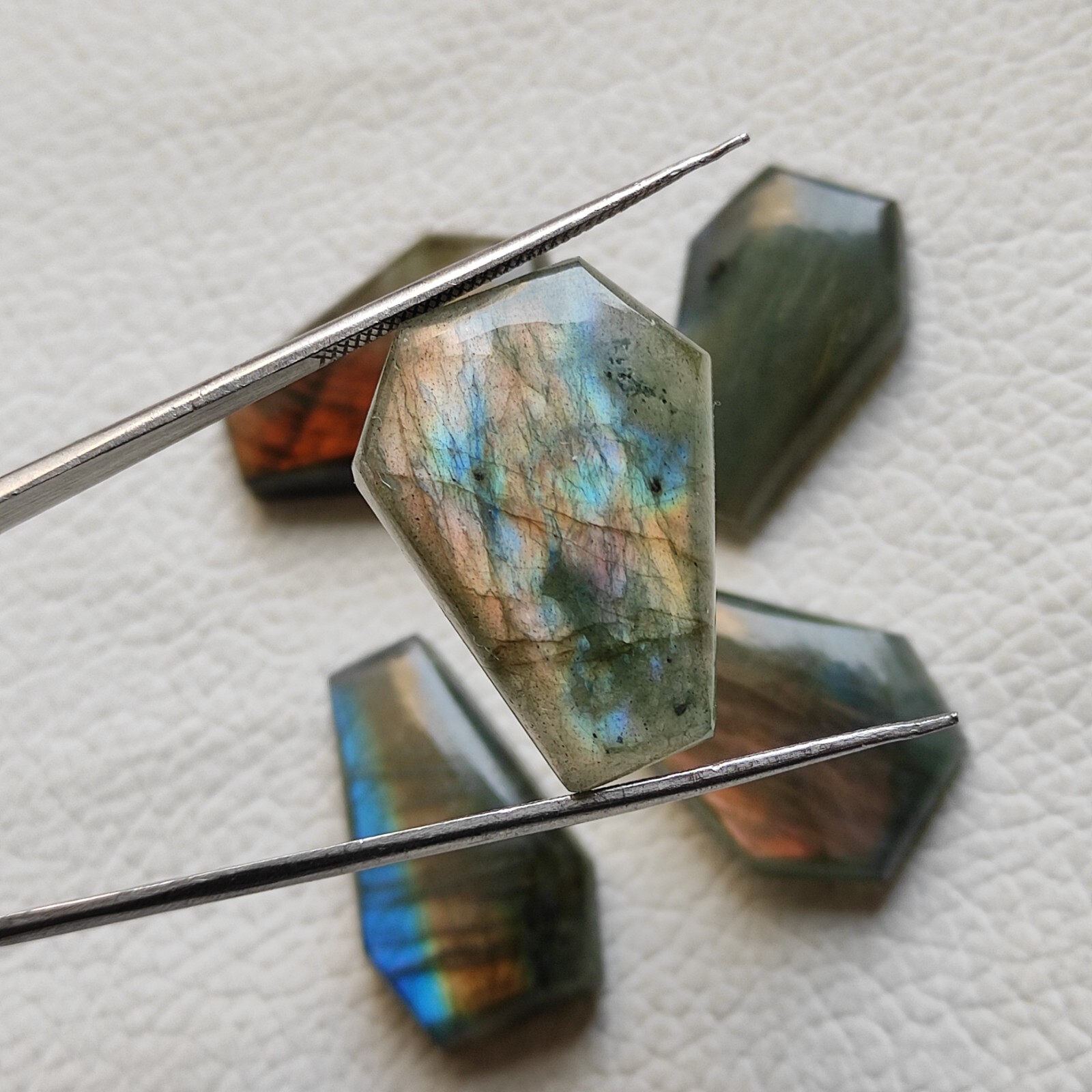 Amazing flashy labradorite cabochon 5pcs wholesale lot coffin gemstone ...