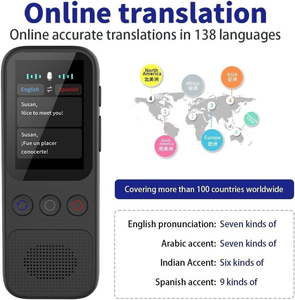 Portable Language Translator Device with 138 Languages Voice ...