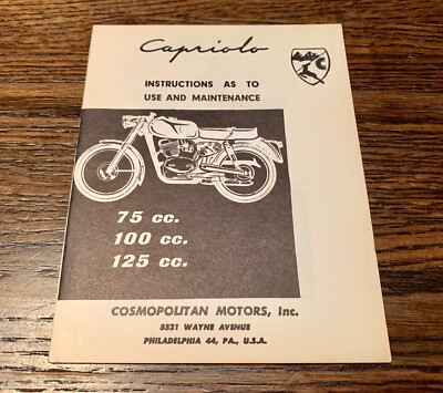 CAPRIOLO 75cc 100cc 125cc - OWNERS MANUAL - ORIGINAL FROM COSMOPOLITAN ...