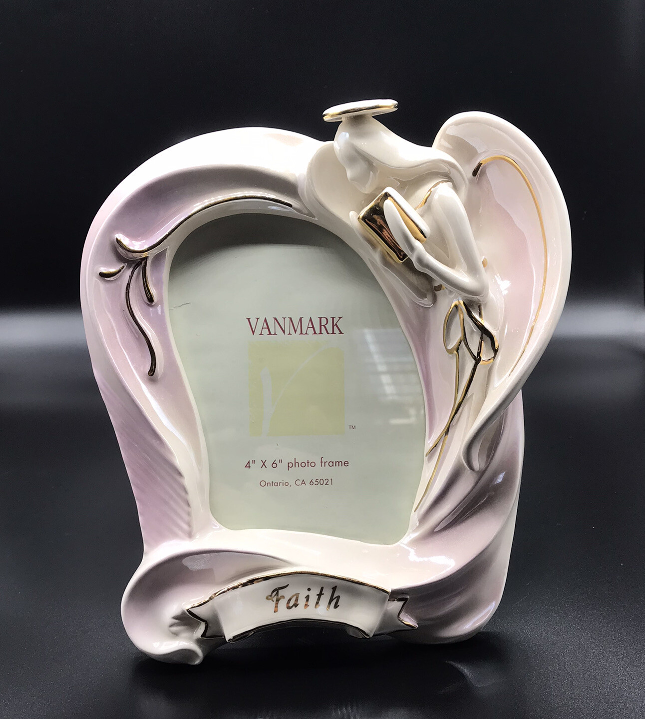 Vintage Vanmark 2003 Pink & Gold Picture Frame Angels From Above Size 4 ...