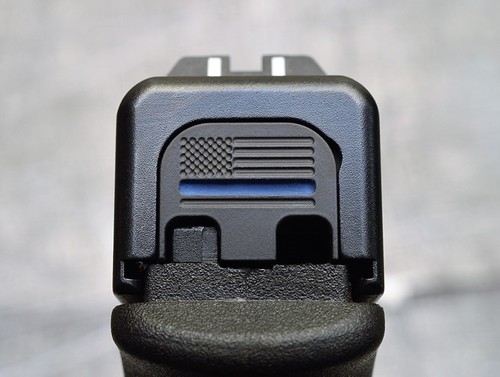 MILSPIN Thin Blue Line Glock Slide Back Plate Black Stainless Steel | eBay