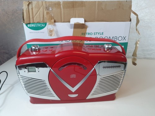 Red Bergstrom Retro Style Radio & CD Boombox | eBay