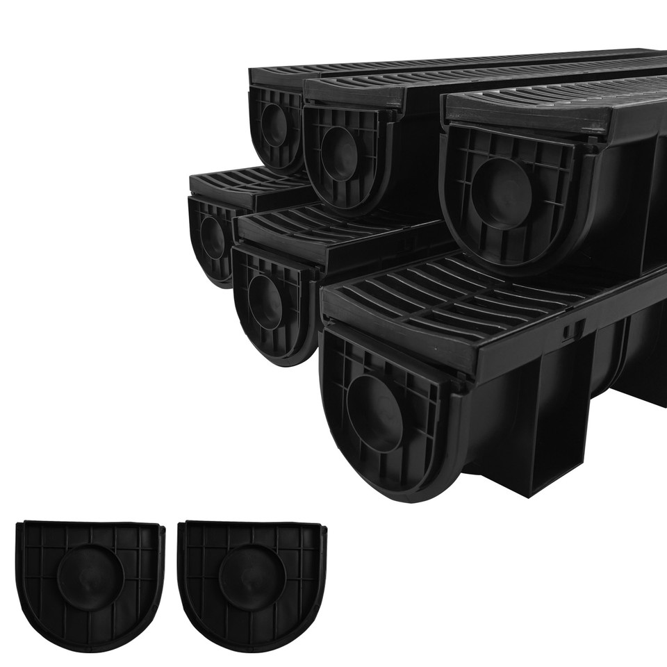 5.9x5.1 Inch 6 Pack Trench Drain System Channel Drain with/ Grate ...