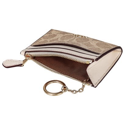 COACH CW870 Coin Purse with Keyring Signature Ladies (Light Beige White ...