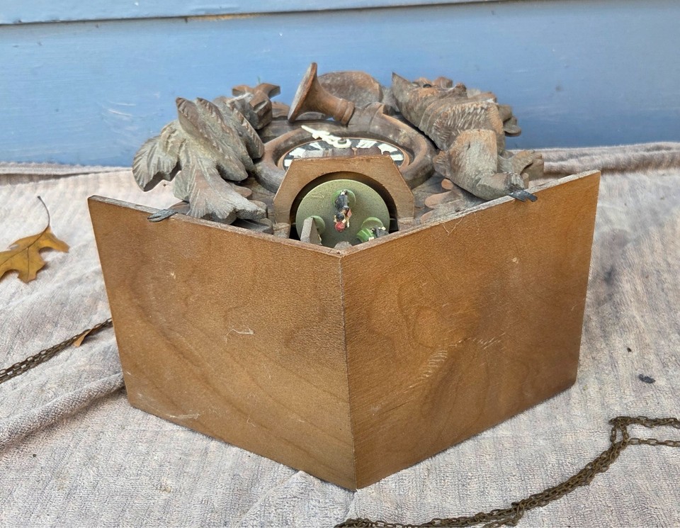 NR VINTAGE Black Forest Cuckoo Clock Musical Dancers 3-Weight Hunt ...