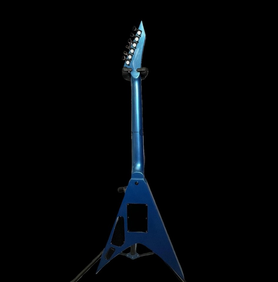 Factory King V Metallic Blue Electric Guitar Solid Body FR Bridge Black ...