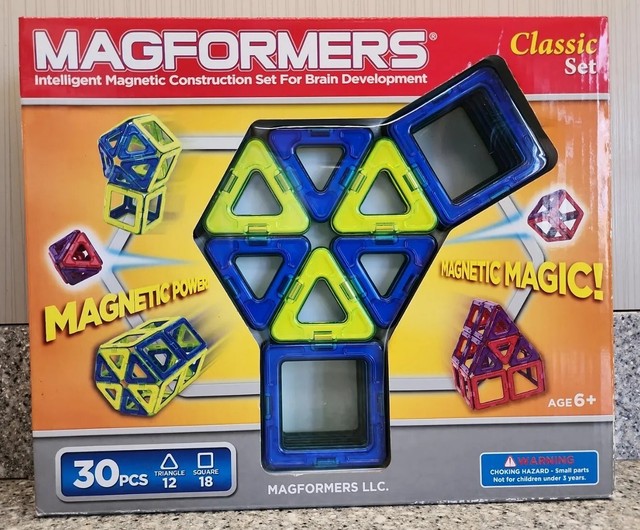 MAGFORMERS Classic Set Magnetic Building Blocks Tiles 30 Pcs 63068 Idea ...