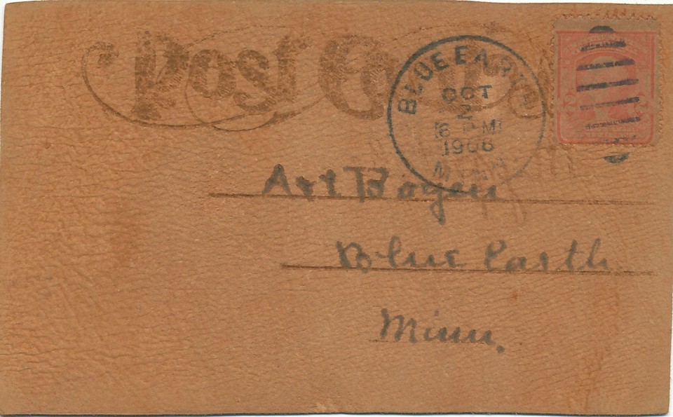 Blue Earth MN * My Pitcher 1906 Novelty Leather Post Card Faribault Co ...