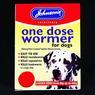 JOHNSONS SIZE 3 ONE DOSE WORMER DOG ROUNDWORM & TAPEWORM WORMING ...