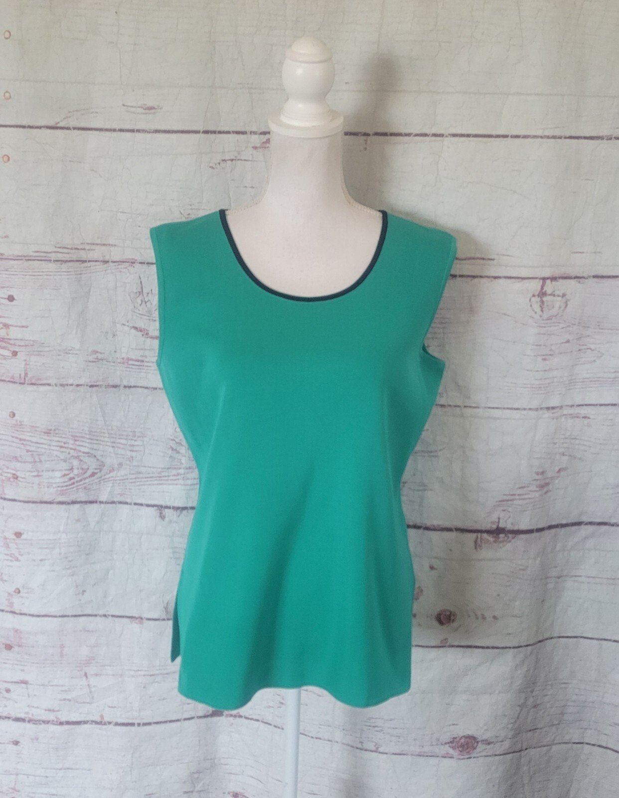 MISOOK Teal Scoop Neck Tank With Contrast Trim Size Medium | eBay