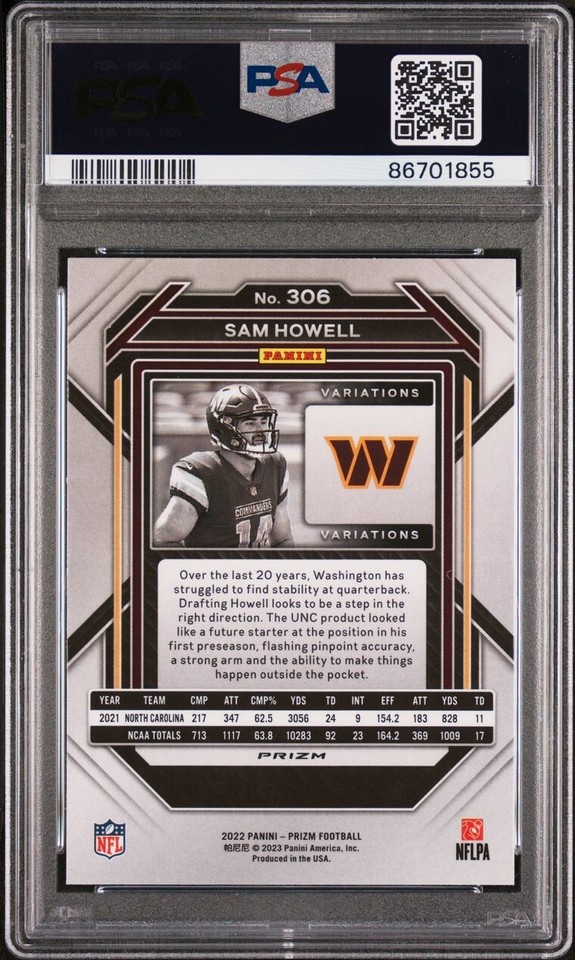 2022-23 Panini Prizm Sam Howell Variation Silver Rookie RC #306 PSA 10 ...