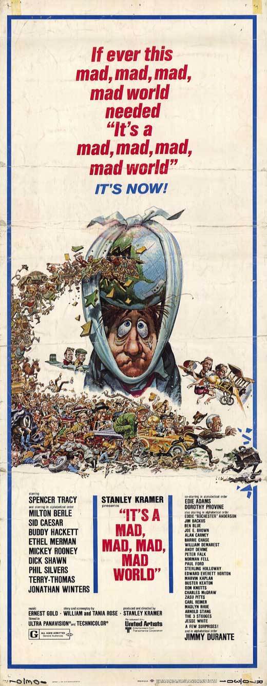 IT'S A MAD MAD MAD MAD WORLD Movie POSTER 14x36 Insert Spencer Tracy ...